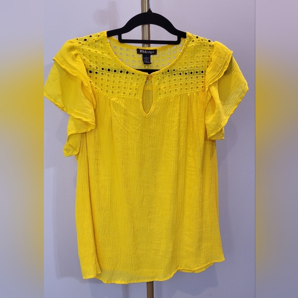 By Design | Tops | Euc By Design Bright Cheery Yellow Blouse Size Large ...